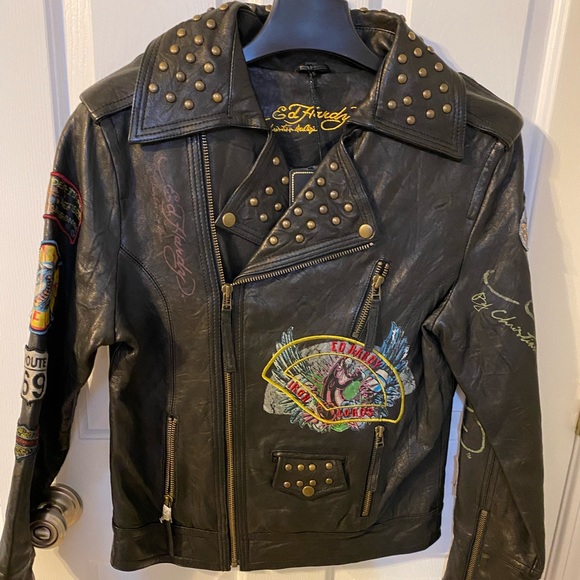 Ed Hardy | Jackets & Coats | Authentic Leather Ed Hardy Double Breasted ...
